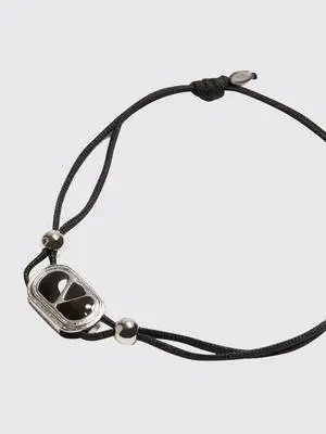 Valentino Garavani Vlogo Signature Cotton Bracelet With Drawstring Closure - Black