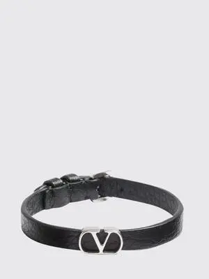 Valentino Garavani Vlogo Signature Bracelet In Smooth Calfskin Leather With Buckle - Black