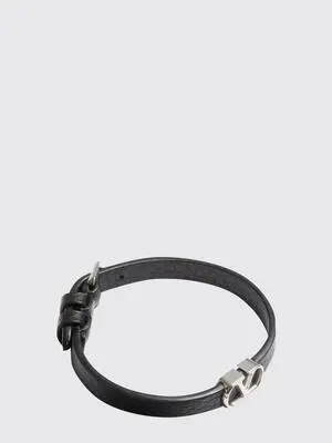 Valentino Garavani Vlogo Signature Bracelet In Smooth Calfskin Leather With Buckle - Black