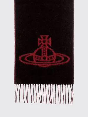 VIVIENNE WESTWOOD Orb Logo Pattern Wool Scarf With Fringed Edges