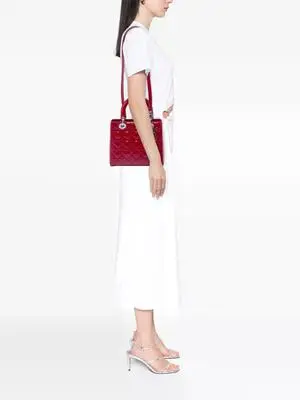 Dior 2013 Medium Patent Cannage Lady Satchel - Red