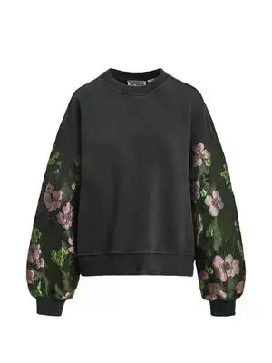 Essentiel Antwerp Floral-jacquard Sleeve Sweatshirt - Grey