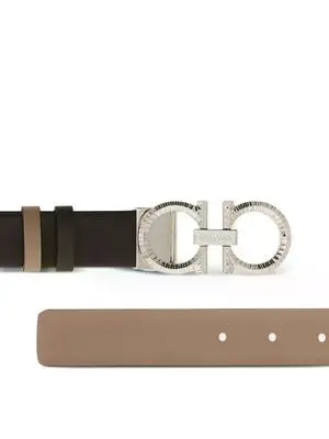 FERRAGAMO Knurled-gancini Reversible And Adjustable Belt