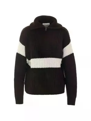 LISA YANG Mavis Striped Half-zip Sweater - Black