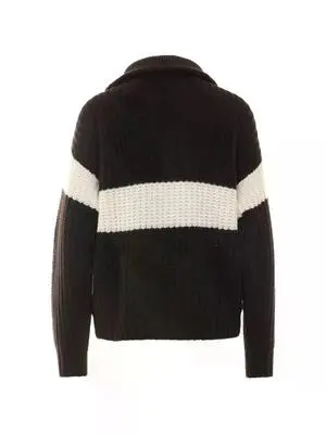 LISA YANG Mavis Striped Half-zip Sweater - Black