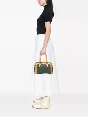 Fendi 2000-2010 Studded Denim Shoulder Bag