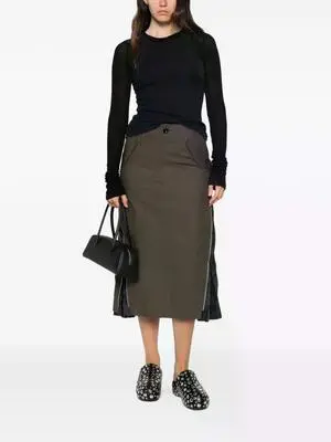 Sacai Pleated-panel Zip-detail Midi Skirt - Grey