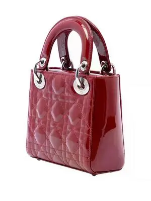 Dior 2015 Mini Patent Cannage Lady Satchel - Red