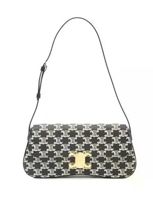 Celine 2000-2026 Medium Triomphe Coated Canvas Roller Shoulder Bag - Black