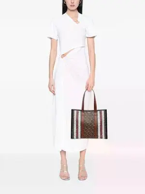 Burberry 2018-2026 Tb Monogram E Canvas Stripe Book Tote Bag