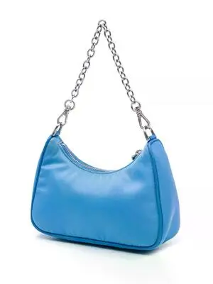 Prada 2019-2026 Mini Saffiano Trimmed Tessuto Re Edition 2005 Satchel - Blue