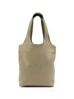 A.p.c. Logo-print Leather Tote Bag - Neutrals