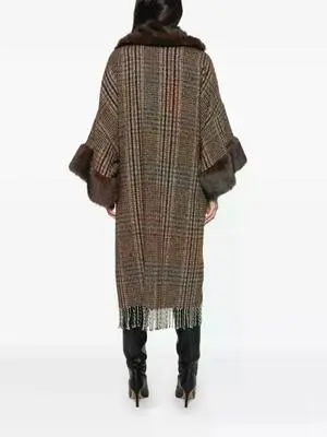 FRONT STREET 8 Check-pattern Faux-fur-trim Jacket