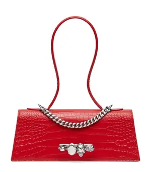 Alexander McQueen Croc-effect Jewelled Top-handle Bag - Red