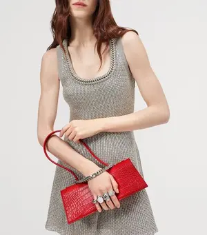 Alexander McQueen Croc-effect Jewelled Top-handle Bag