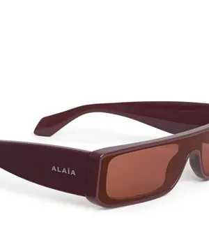 Alaïa Acetate Rectangle Mask Sunglasses - Red