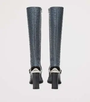Alexander McQueen Ostrich-embossed Leather Niko Knee-high Boots 95