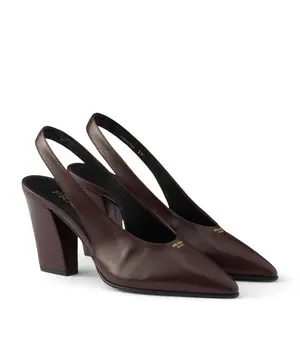 Prada Leather Slingback Pumps 85 - Brown