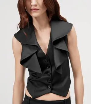 Alexander McQueen Wool Waterfall-collar Waistcoat
