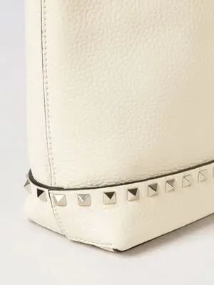Valentino Garavani Rockstud Small Grained Calfskin Leather Tote Bag - Ivory