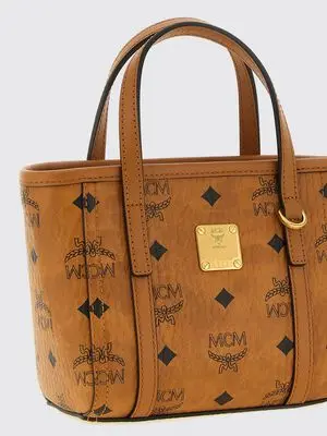Mcm Toni Mini Logo Coated Cotton Tote Bag - Brown