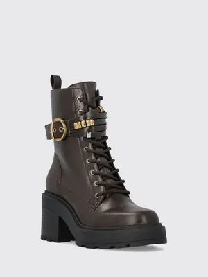 Pinko Altea Leather Combat Boots - Dark