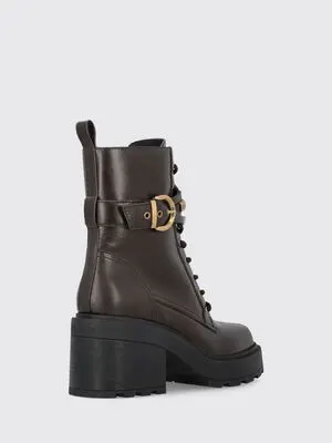 Pinko Altea Leather Combat Boots - Dark
