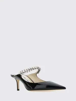 JIMMY CHOO Crystal-embroidered Patent Leather Mules - Black