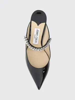 JIMMY CHOO Crystal-embroidered Patent Leather Mules - Black