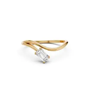 AYA FINE JEWELRY Sorrel Emerald Cut Lab Grown Diamond Crossover Solitaire Ring - Yellow
