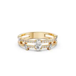 AYA FINE JEWELRY Reeve Oval And Marquise Cut Lab Grown Diamond Layered Ring - Yellow