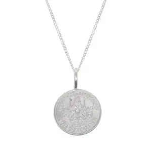 KATIE MULLALLY Scottish Shilling Coin Charm & Chain - Silver
