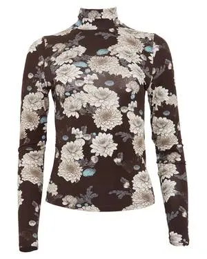 LORDS OF HARLECH Kate Serious Floral Turtleneck - Black