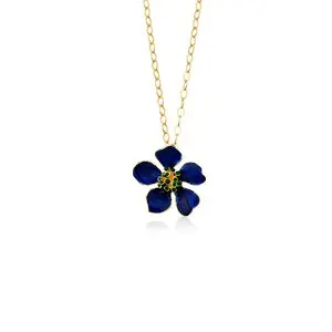 MILOU JEWELRY Navy Cherry Blossom Flower Necklace