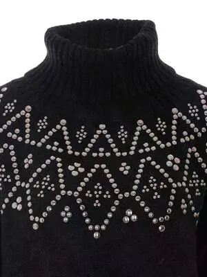 Alpha Studio Stud-embellished High-neck Sweater