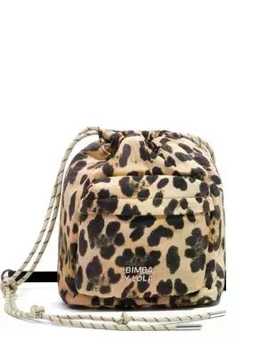 Bimba Y Lola Drawstring Leopard Mini Bag - Neutrals