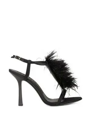 KAT MACONIE Faryal Feather-embellished Sandals - Black