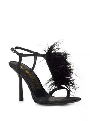 KAT MACONIE Faryal Feather-embellished Sandals - Black