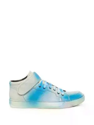 LANVIN Midtop Touch-strap Lace-up Sneakers - Blue