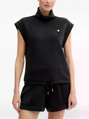Guess Logo-plaque Funnel-neck T-shirt - Black