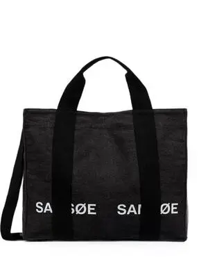 SAMSOE SAMSOE Salucas Logo-print Canvas Tote Bag - Grey