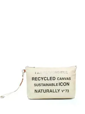 V°73 Logo-print Clutch Bag - Neutrals