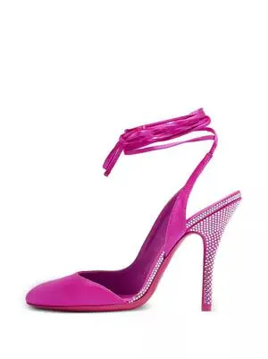 Attico Crystal-embellished Ankle-strap Pumps - Pink