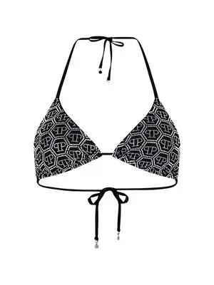 Philipp Plein Swimming Triangle-bra Monogram-strass - Black