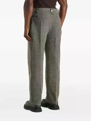 Manière De Voir Dorian In Navy Pinstripe Wool Pleated Trousers