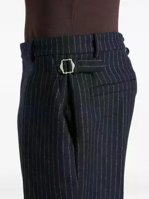 Manière De Voir Dorian In Navy Pinstripe Wool Pleated Trousers