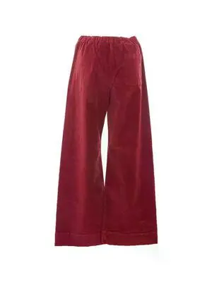 TRUE AVENUE Pensil Velvet Wide-leg Trousers - Red