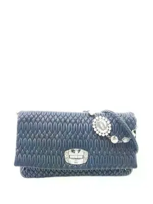 Miu Miu 2000s Crystal Matelassé Shoulder Bag - Blue
