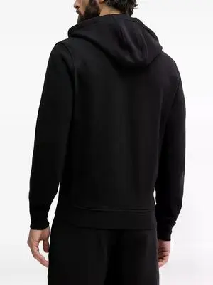 Guess Logo-embroidered Zip-up Hoodie - Black