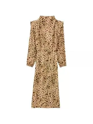 Ba&sh Hoelia Animal-print Long-sleeved Shift Midi Dress